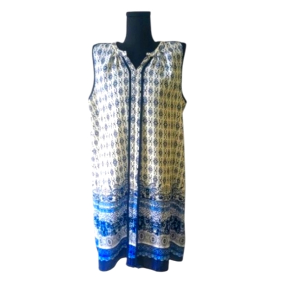 NAIF | Dresses | Naif Blue And White Printed Sleeveless Dress | Poshmark
